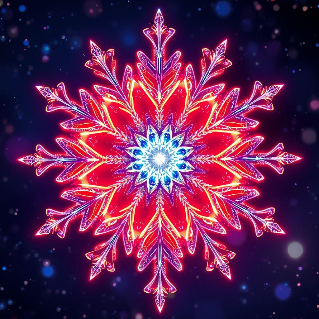 Surreal Anime Snowflake in Vibrant 3D Style - AI Art