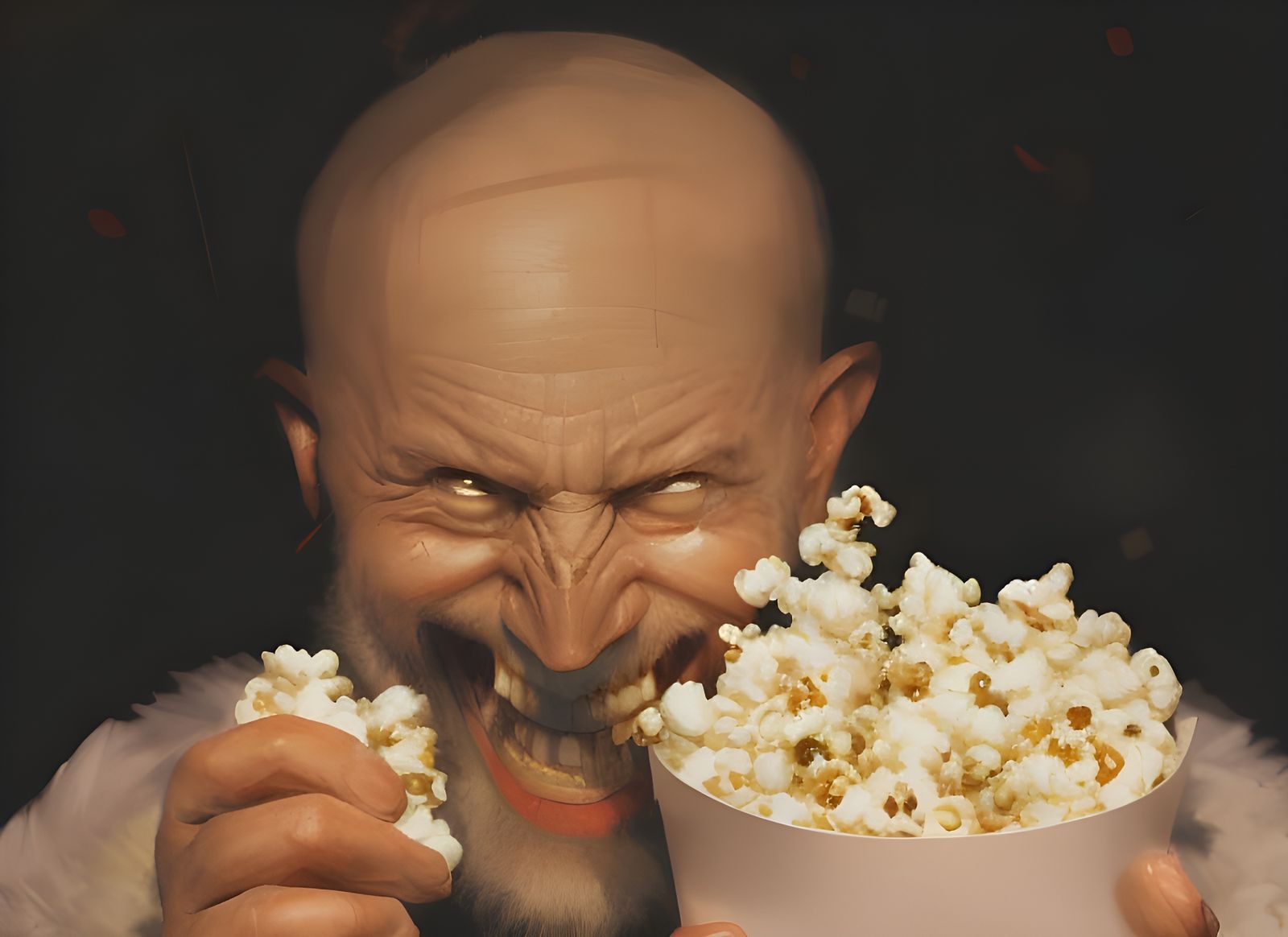 Laughing wizard eating popcorn - AI Generated Artwork - NightCafe Creator