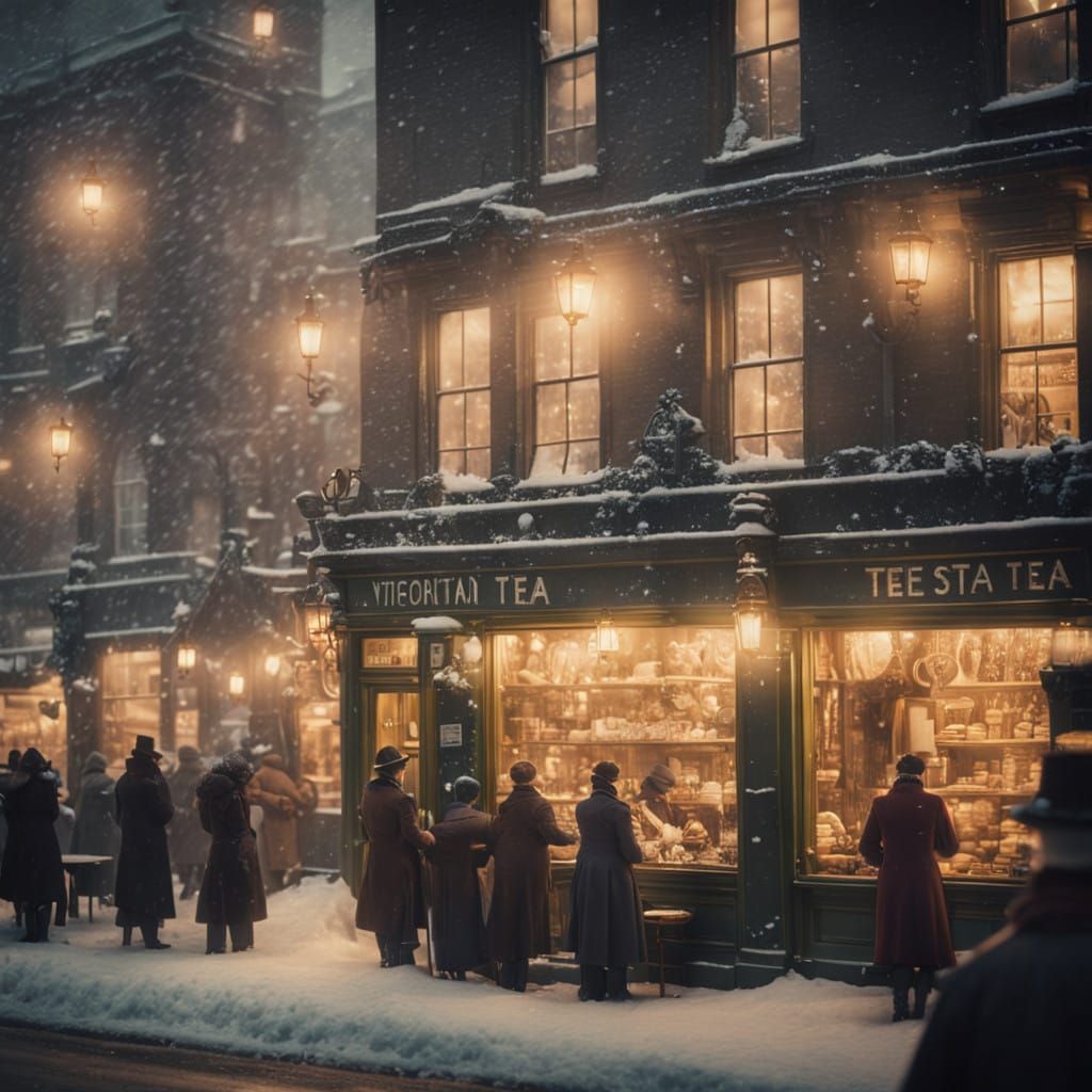 Victorian Era Tea Shop Scene in Cinematic Film Sty... - AI Art