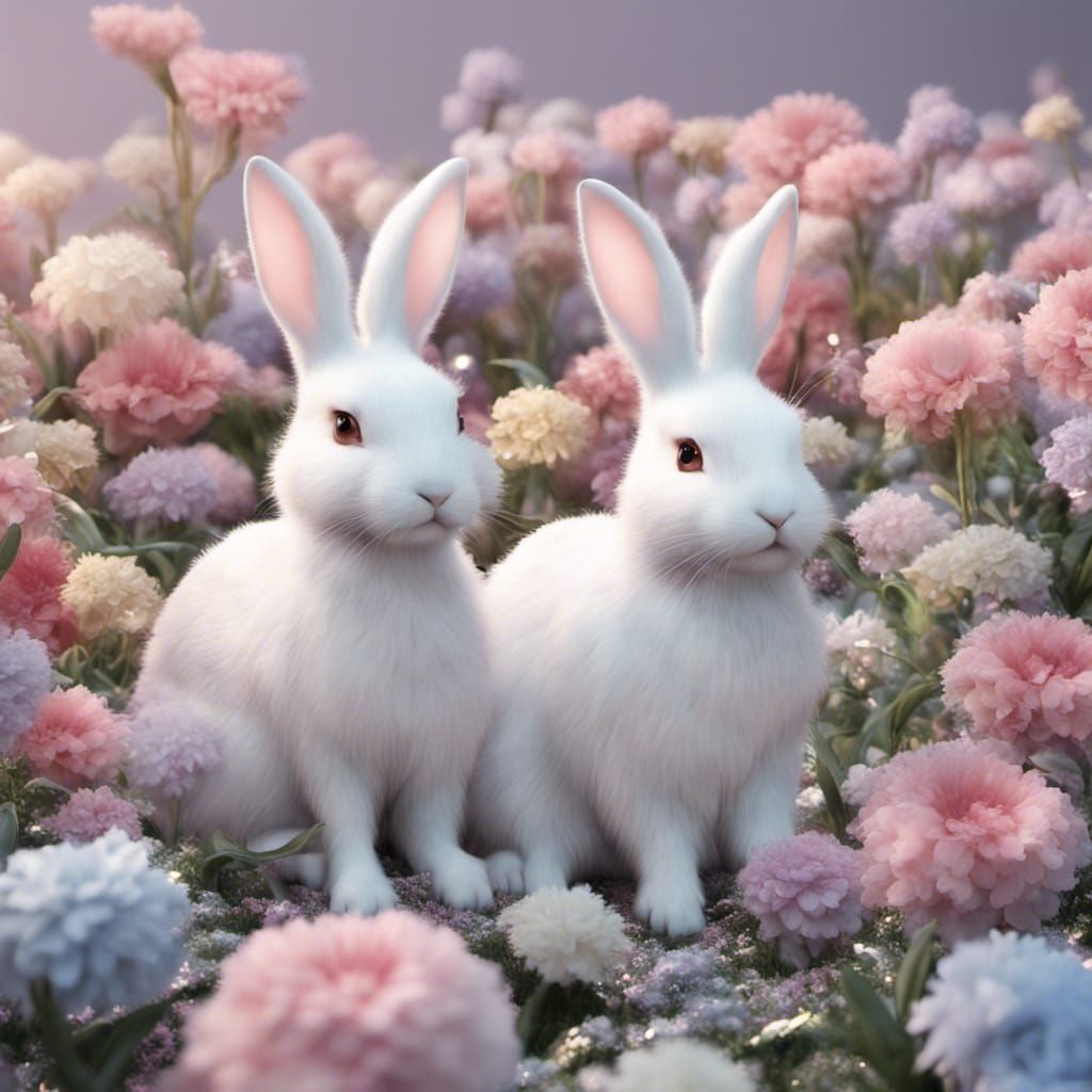 Lovely pair of white rabbits 🐇🐰 - AI Generated Artwork - NightCafe Creator