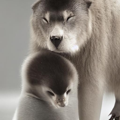 A group of ice animals, like a playful penguin family or a majestic ice ...
