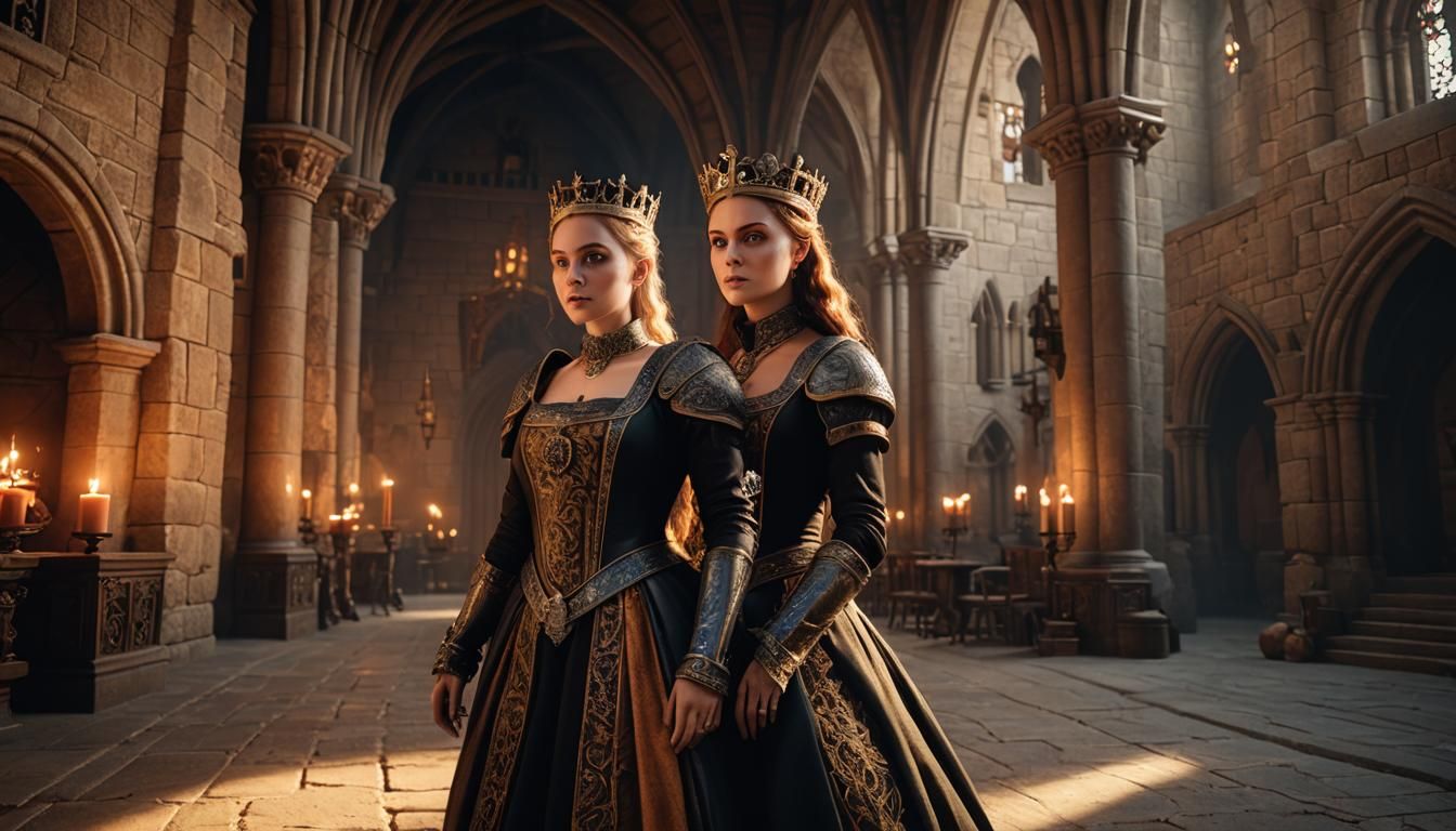 Medieval Twin-Queens - AI Generated Artwork - NightCafe Creator
