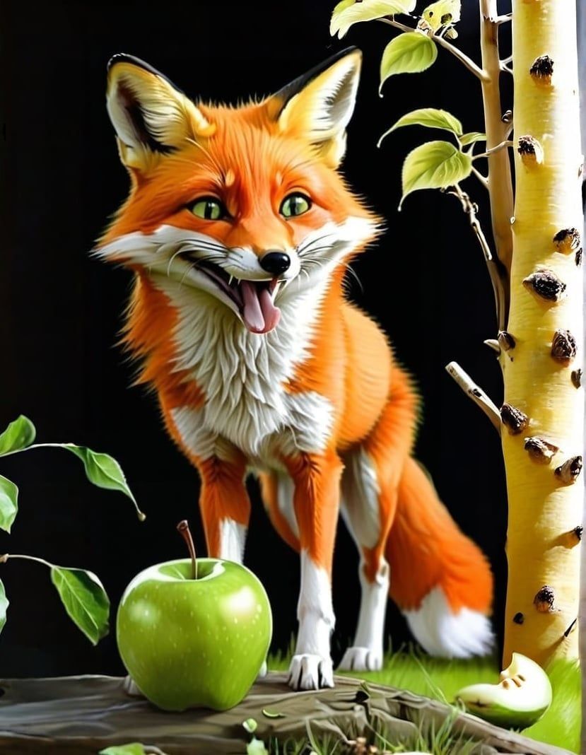 The Happy Apple Fox - AI Generated Artwork - NightCafe Creator