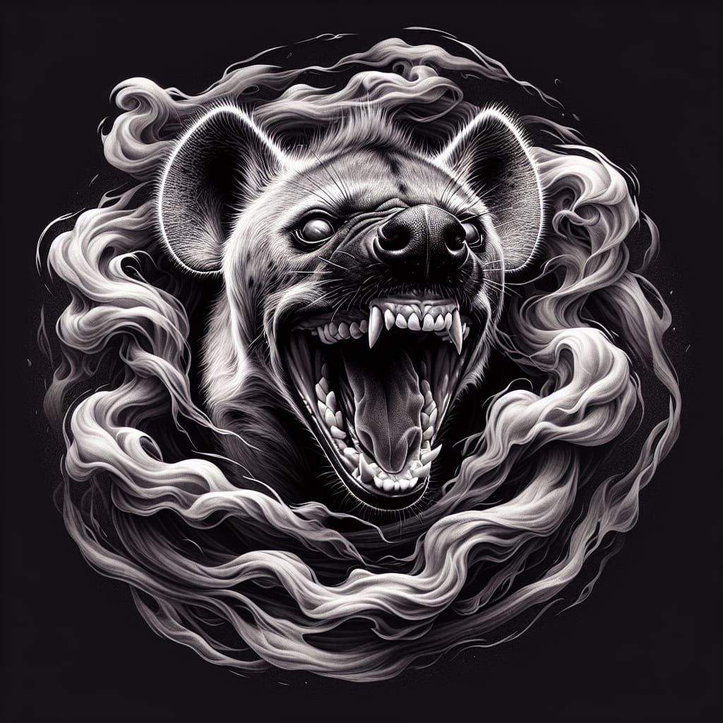 A cackling hyena wreathed in smoke. - AI Generated Artwork - NightCafe ...