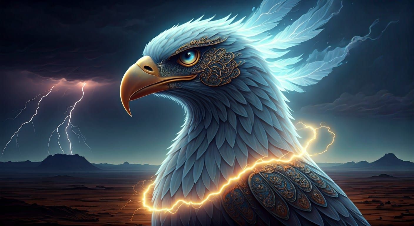 Thunderbird - Mythical Thunderbird Rising from Storm
