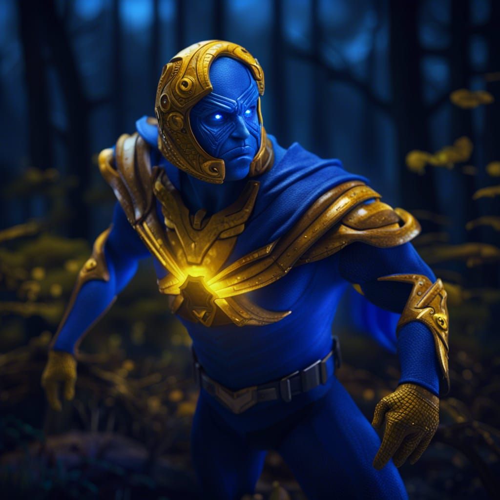 PRETZEL MAN " a super hero dressed in blue and yellow " SUPER hero in ...