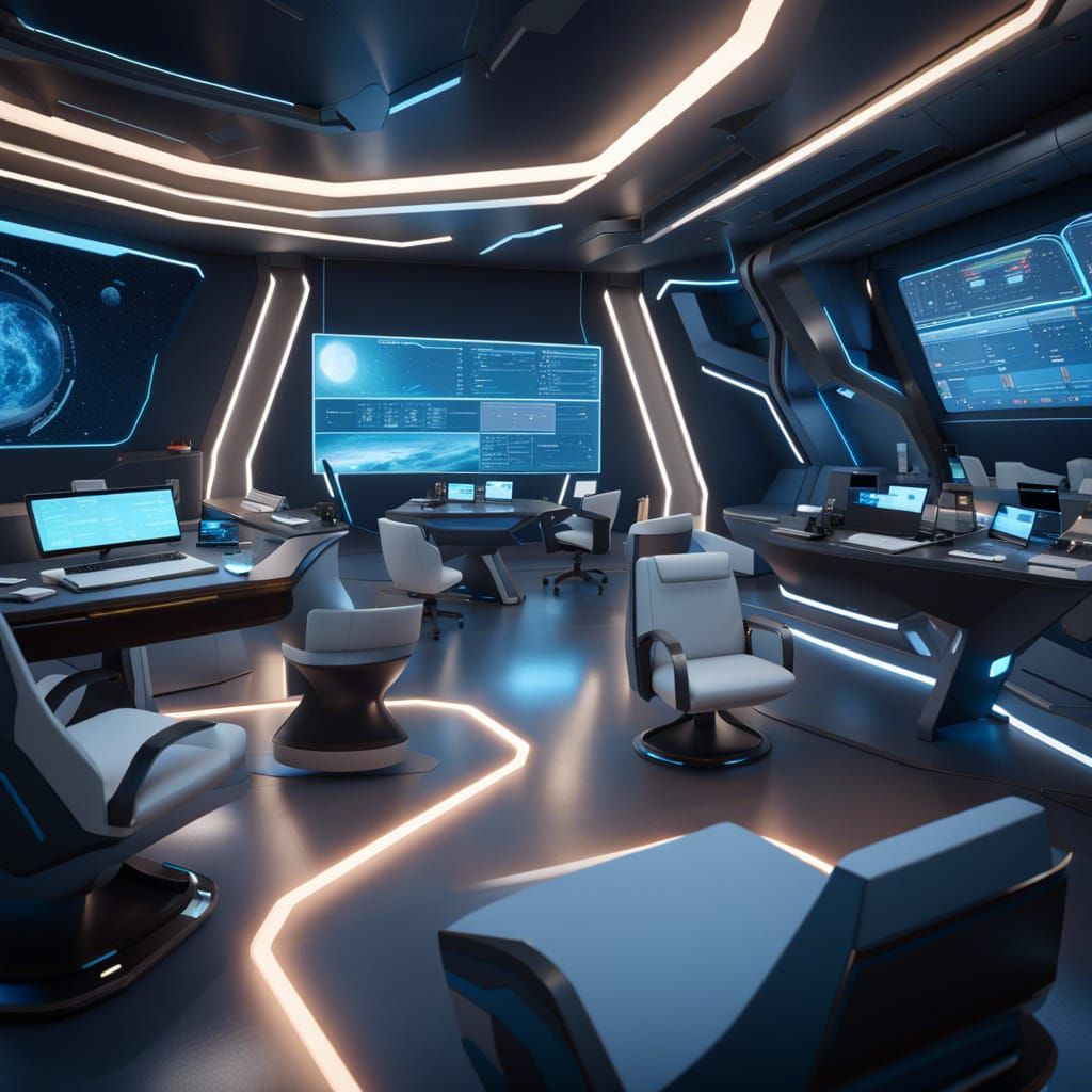 intel space command center with minimalistic futuristic furniture ...