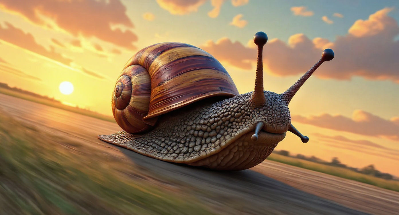 Rocket Snail Flies Through Sunset Sky - AI Art