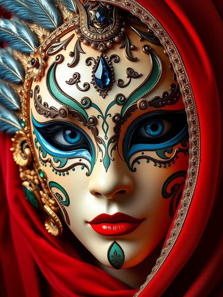 Ornate Carnival Mask in Opulent Art Deco Style - AI Art