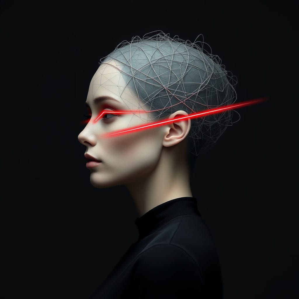 Red Arc Vision II - Cyberpunk Visionary in Contemplation