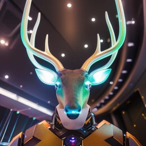 A deerman flys to another planet - AI Generated Artwork - NightCafe Creator
