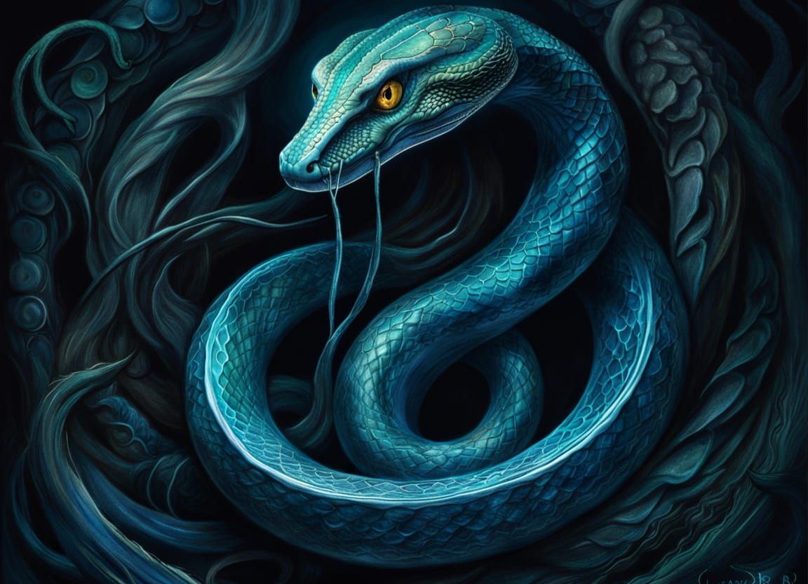 The blue snake - AI Generated Artwork - NightCafe Creator