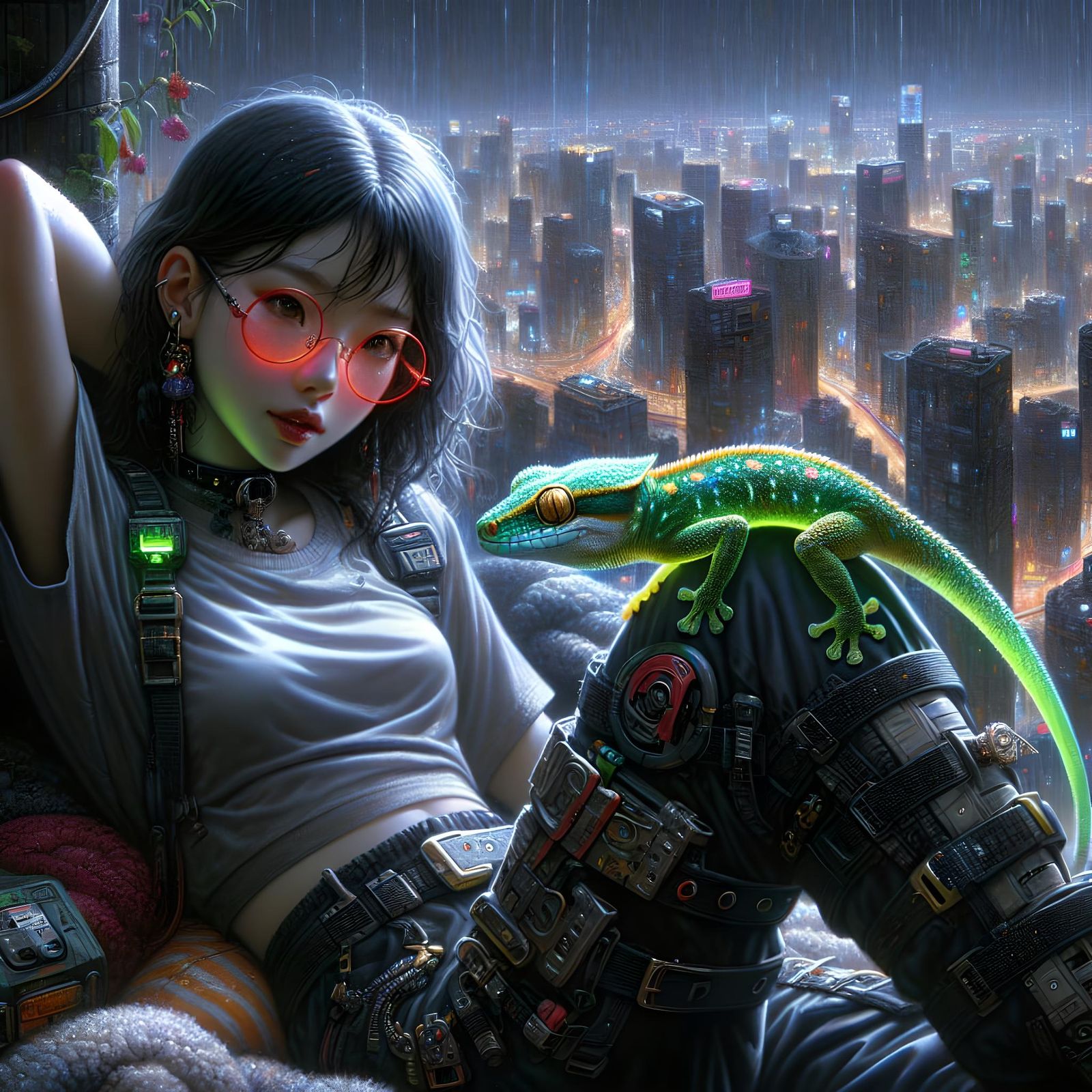 Cyberpunk Gecko pet - AI Generated Artwork - NightCafe Creator