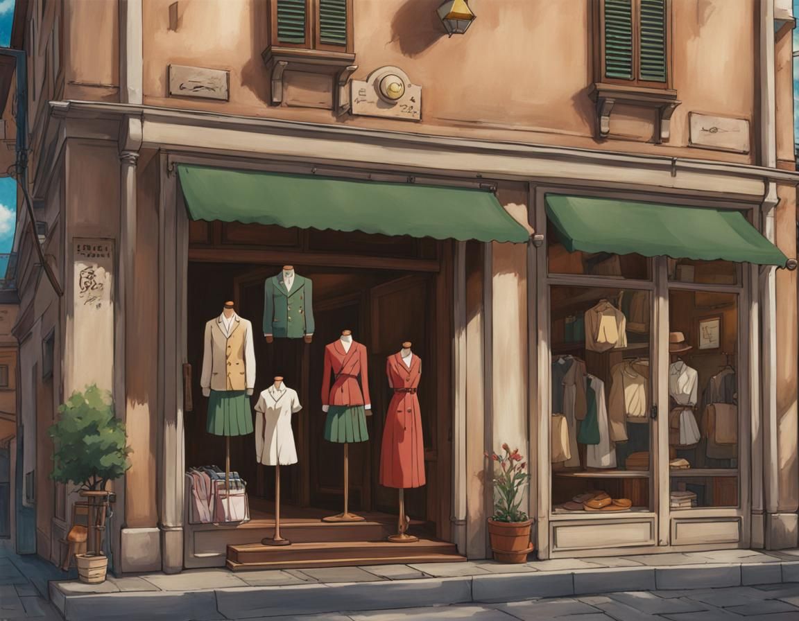 Italian Clothing Store exterior, old town, ghibli, anime - AI Generated ...