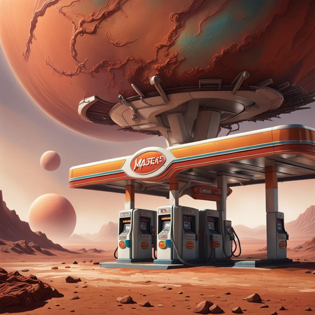 Gas station on Mars - AI Generated Artwork - NightCafe Creator