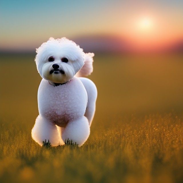Beautiful Bichon Frisé on open field. - AI Generated Artwork ...