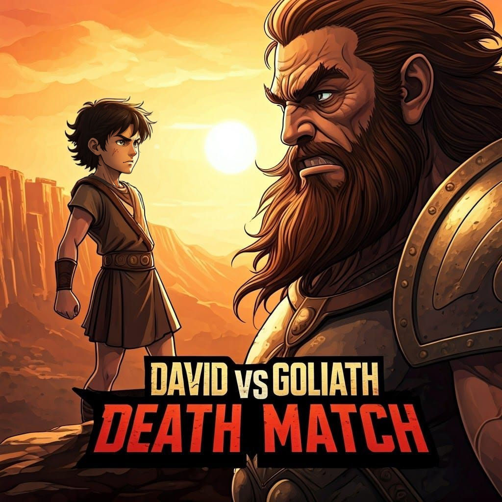 David vs Goliath: Anime Battle Scene - AI Art