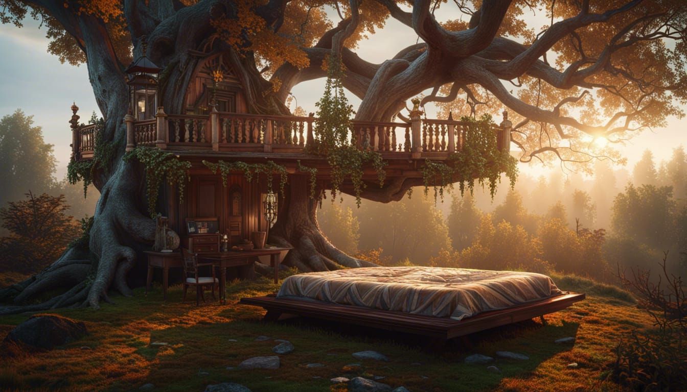 Treehouse - AI Generated Artwork - NightCafe Creator