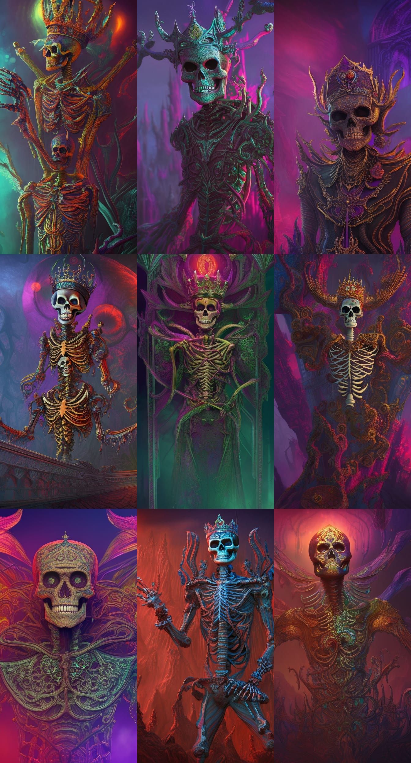 Psychedelic Skeleton King intricate - AI Generated Artwork - NightCafe Creator