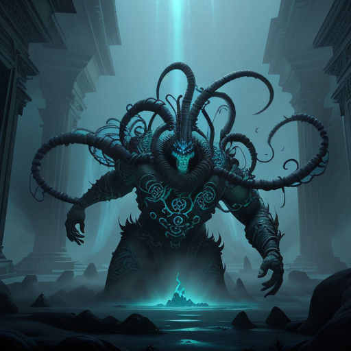 Ethereal Creature Amidst Ancient Temple Realism - AI Art