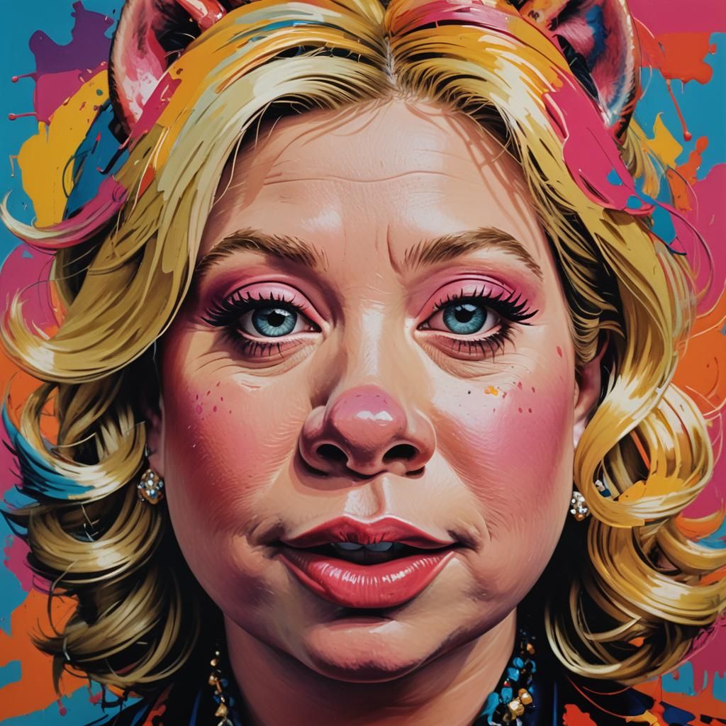 Portrait of Miss-Piggy painted in the Syle of Andy Warhol ...