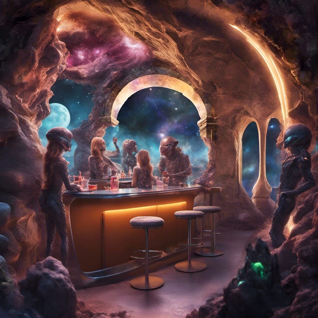 Crowded galactic bar - AI Generated Artwork - NightCafe Creator
