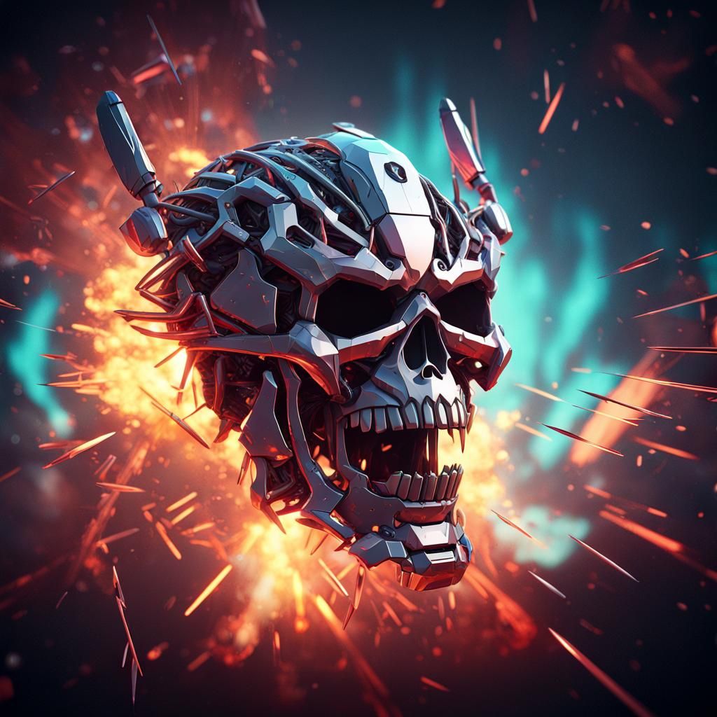 Death metal logo illustration depicting an Evangelion robot skull full ...