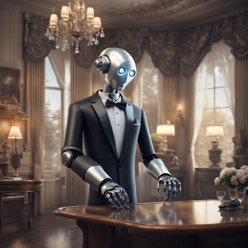 A ROBOT BUTLER - AI Generated Artwork - NightCafe Creator