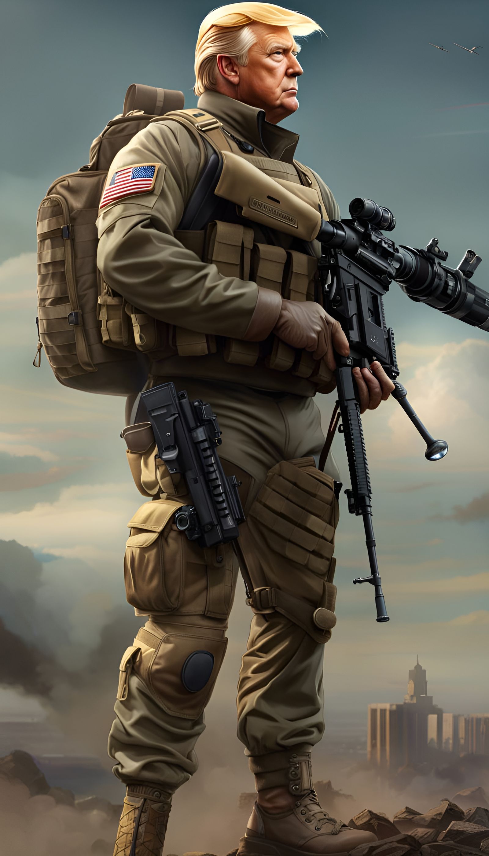 Commander in chief Donald Trump, super commando, combat gear load out ...