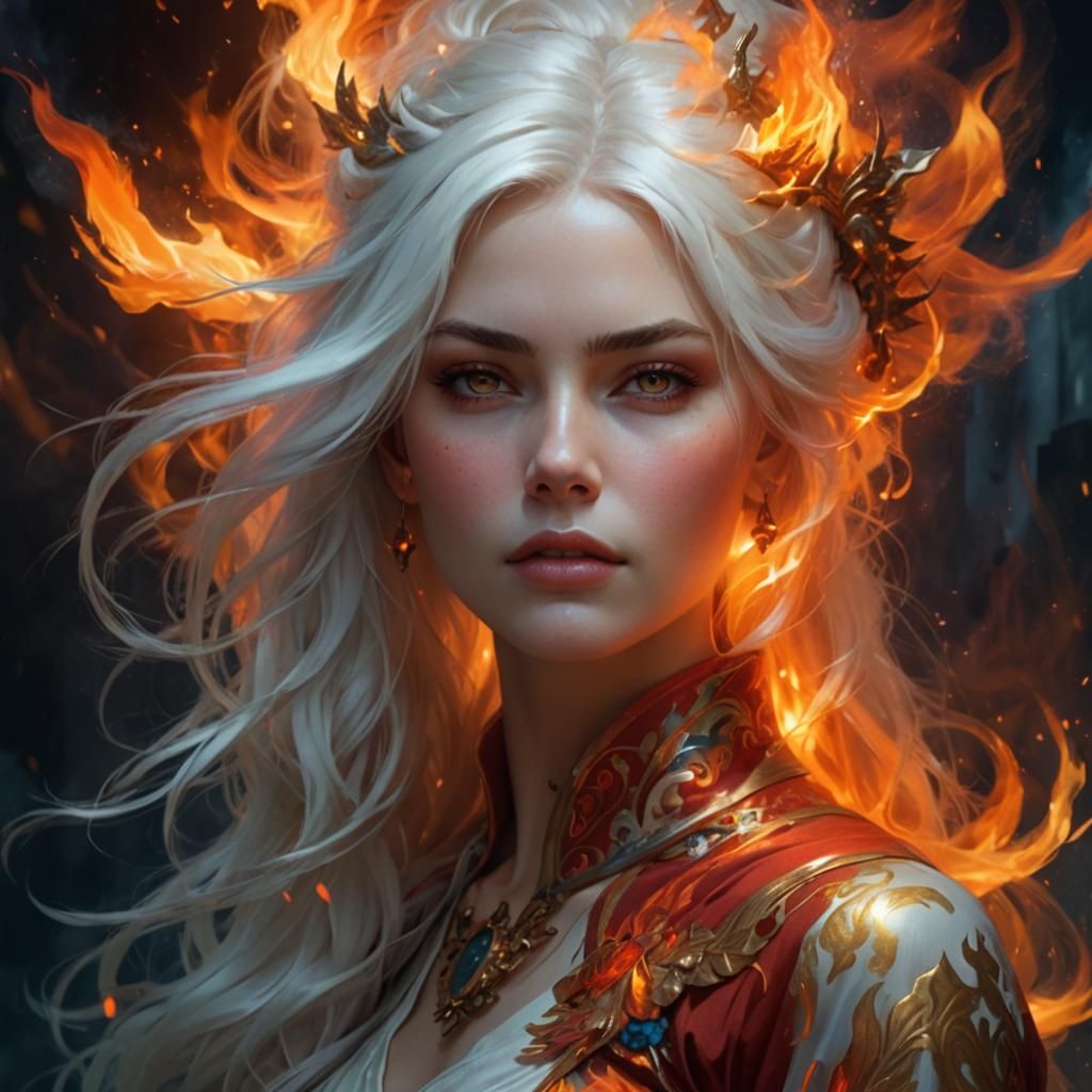 The Nordic Fire Goddess - AI Generated Artwork - NightCafe Creator
