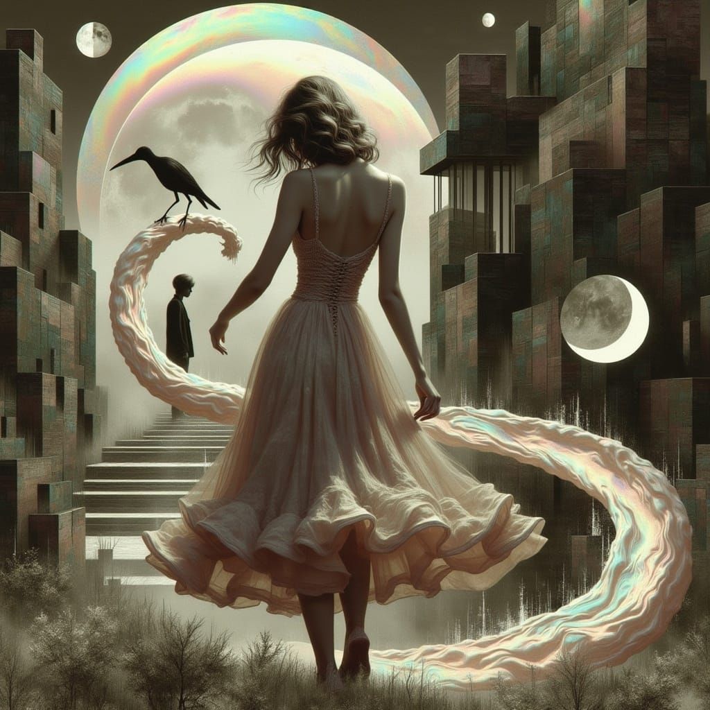 Strange days - Whimsical Rope Dancer in Dreamlike Atmosphere