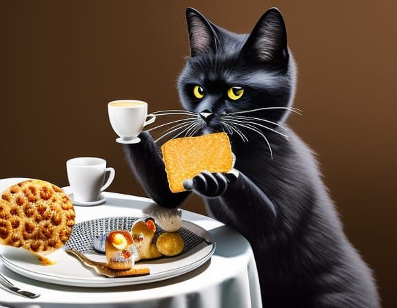 Breakfast cat - AI Generated Artwork - NightCafe Creator