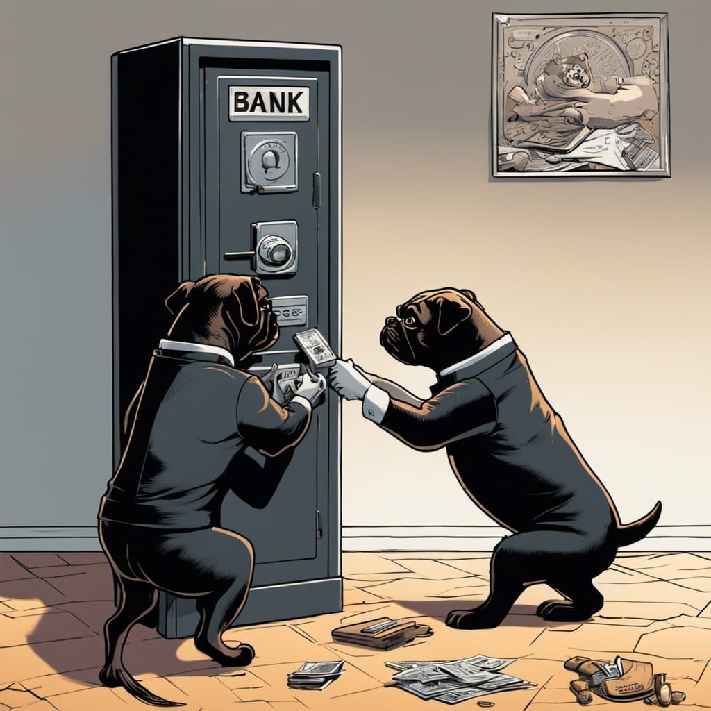 The Great Pug Bank Heist - AI Generated Artwork - NightCafe Creator