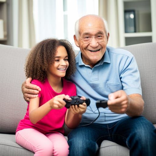 Intergenerational video game session - AI Generated Artwork - NightCafe ...