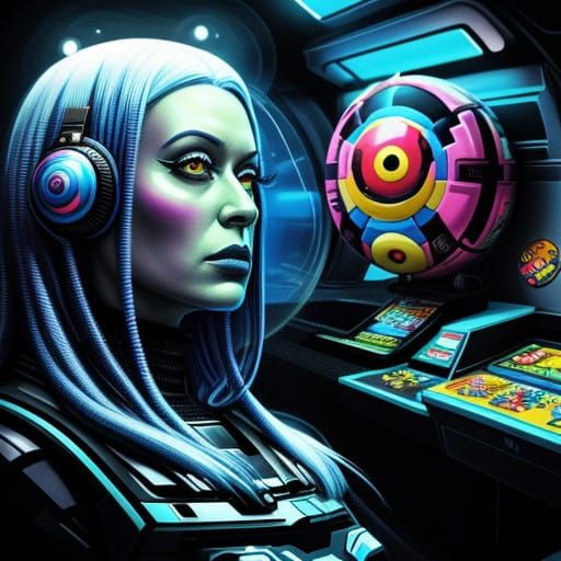 Futuristic Candy Land Scream Scene Illustration - AI Art