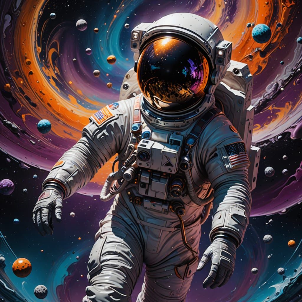 Astro - Hyper-Realistic Astronaut in Swirling Celestial Pain...