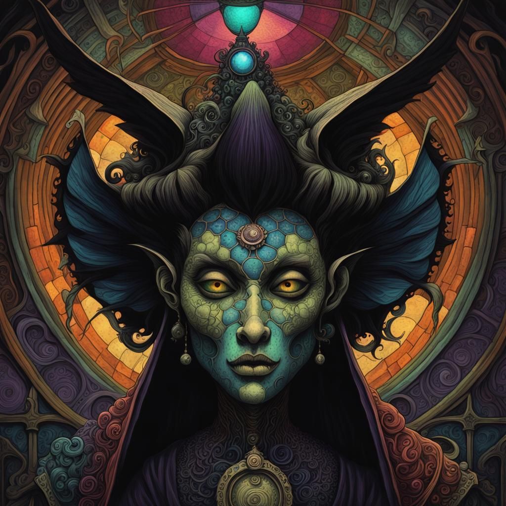 Dystopian goth dark clothed, John Kenn Mortensen style beautiful exotic ...