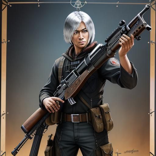 chrome remington 22 rifle gun with stained radium glass pentagram ...