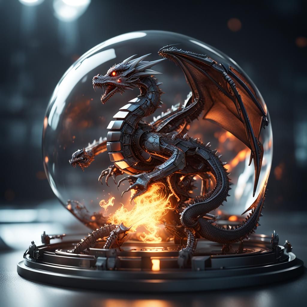Infernal Fusion: The Mechanical Dragon's Fiery Conquest - AI Generated ...