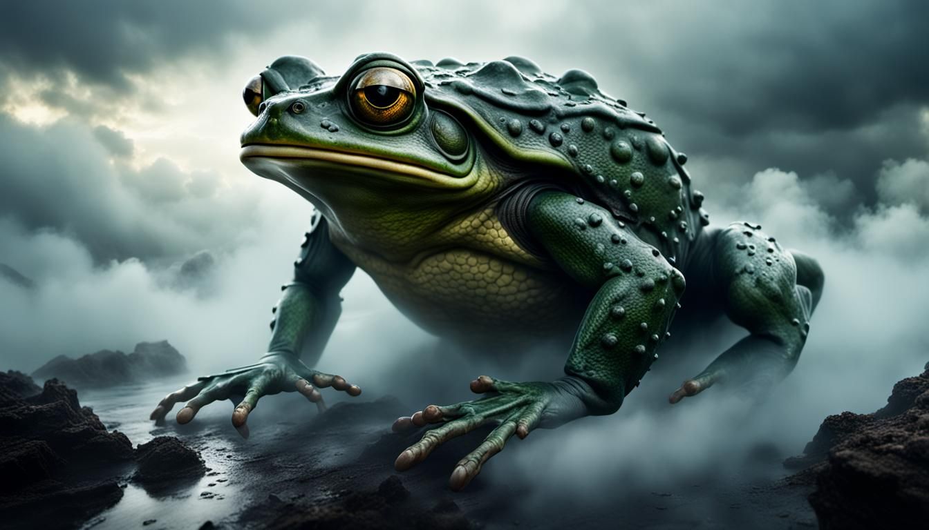 Giant frog in fog - AI Generated Artwork - NightCafe Creator