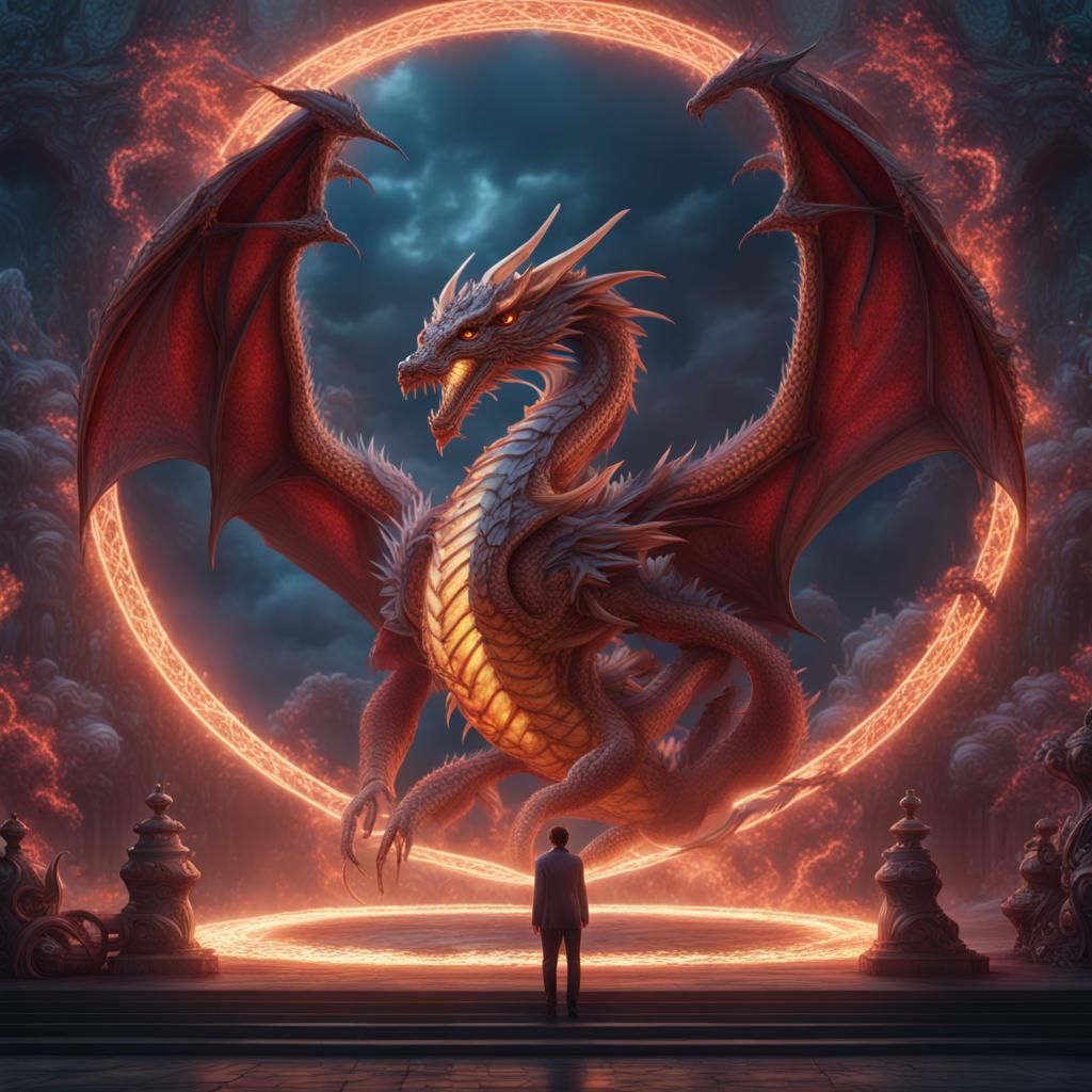 Dragon Human with wings robots with its torus activated in heart ...