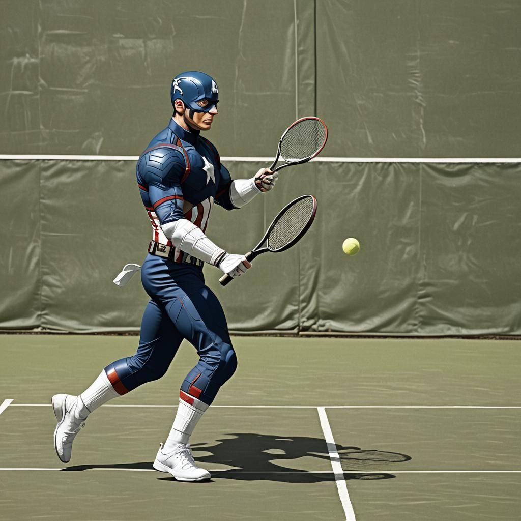Captain America playing tennis - AI Generated Artwork - NightCafe Creator