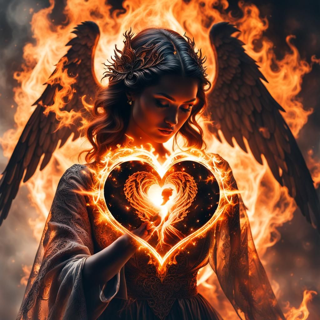 Angel on fire - AI Generated Artwork - NightCafe Creator
