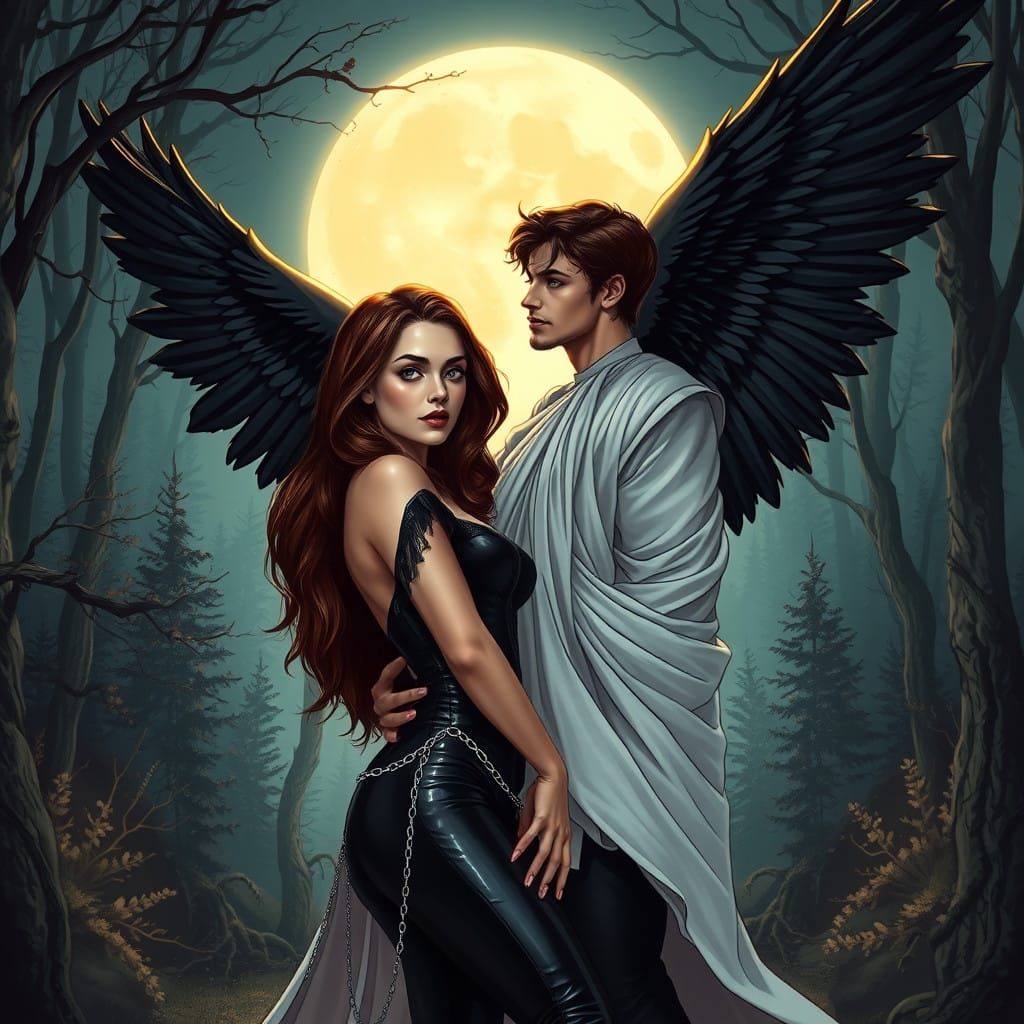 Mystical Vampire Goddess with Angelic Companion in... - AI Art