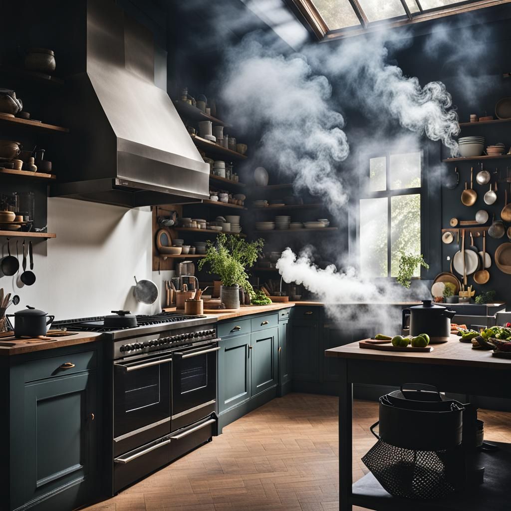 As the kitchen bellows with smoke, room is filled with smoke More and ...