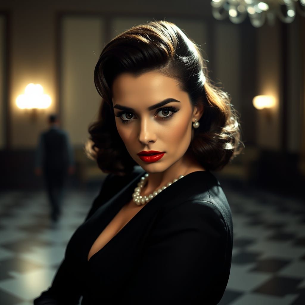1950s Style Portrait of a Woman in Film Noir - AI Art