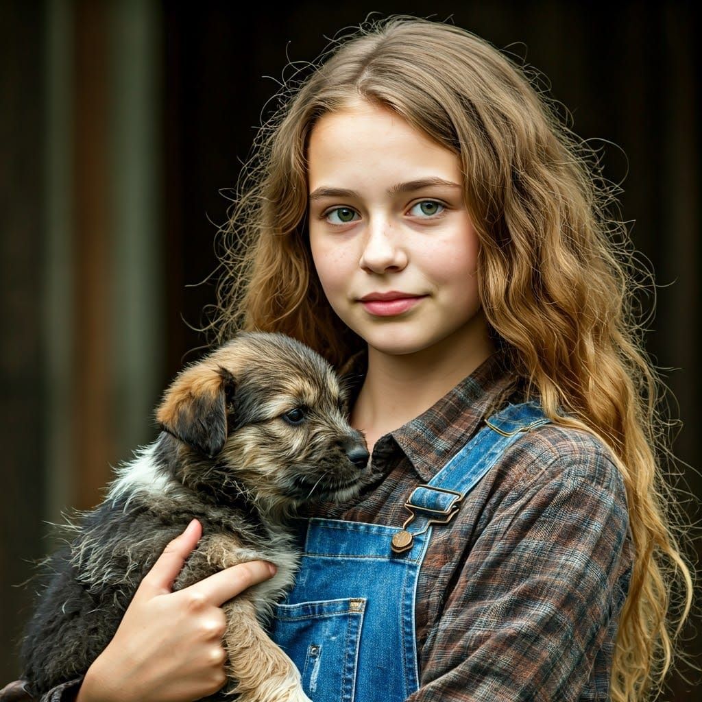 Hyperrealistic portrait of a 16 year old girl with a sweet, gentle ...