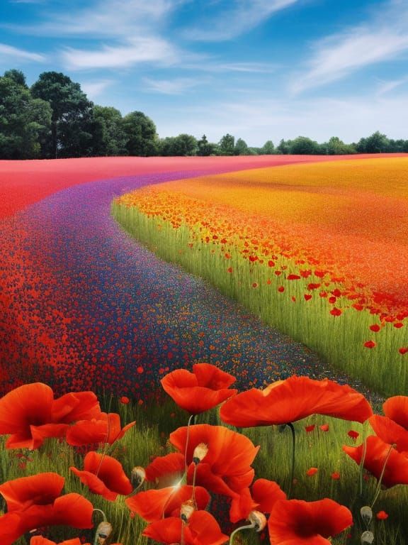 Poppy field - AI Generated Artwork - NightCafe Creator