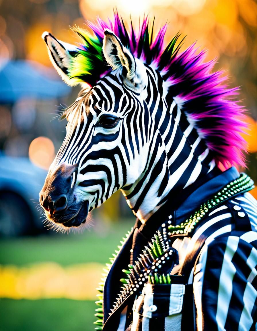 Punk Rock Zebra - AI Generated Artwork - NightCafe Creator