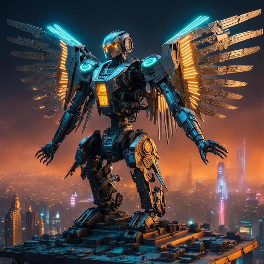 A mechanical angel. - AI Generated Artwork - NightCafe Creator